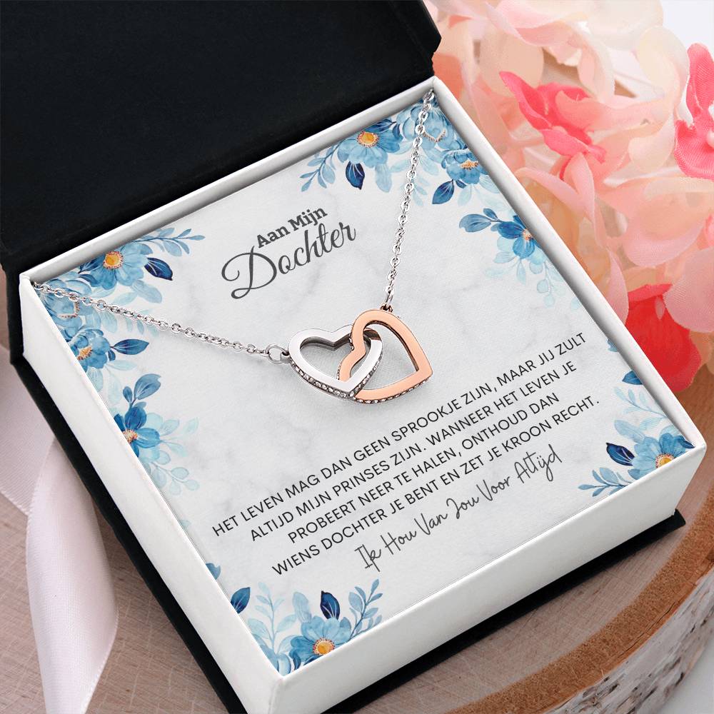 Aan Mijn Dochter - Blauwe Bloemen - Harten Ketting | CustomLove